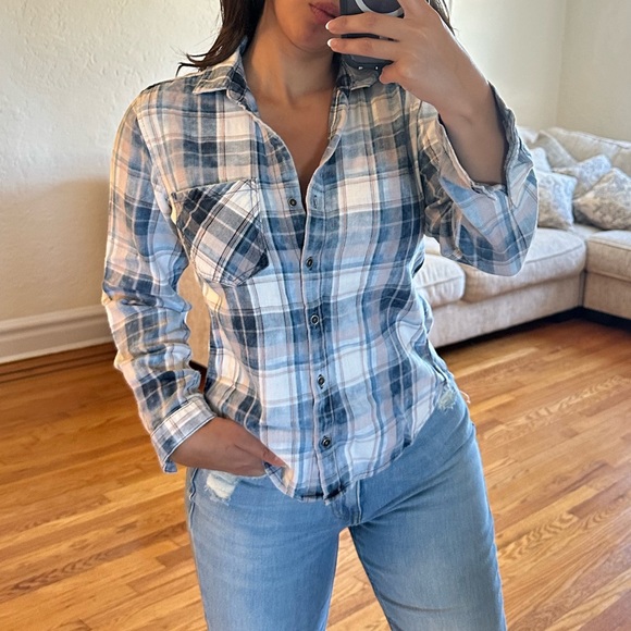 Bella Dahl | Tops | Stunning Bella Dahl Dahl Blue Plaid Flannel Top ...